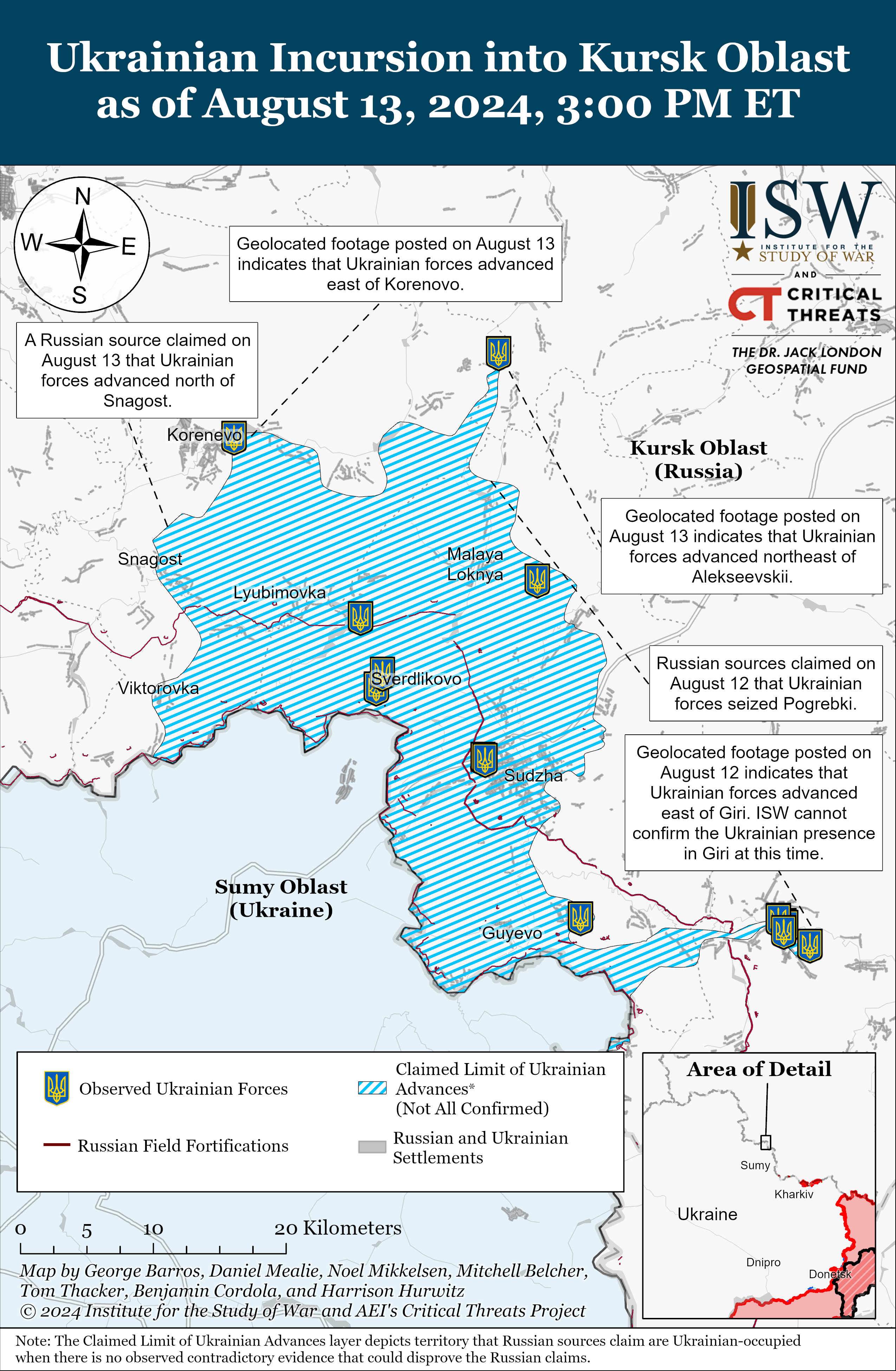 Ukraine incursion into Russia's Kursk region as of Aug. 14 - Newly ...