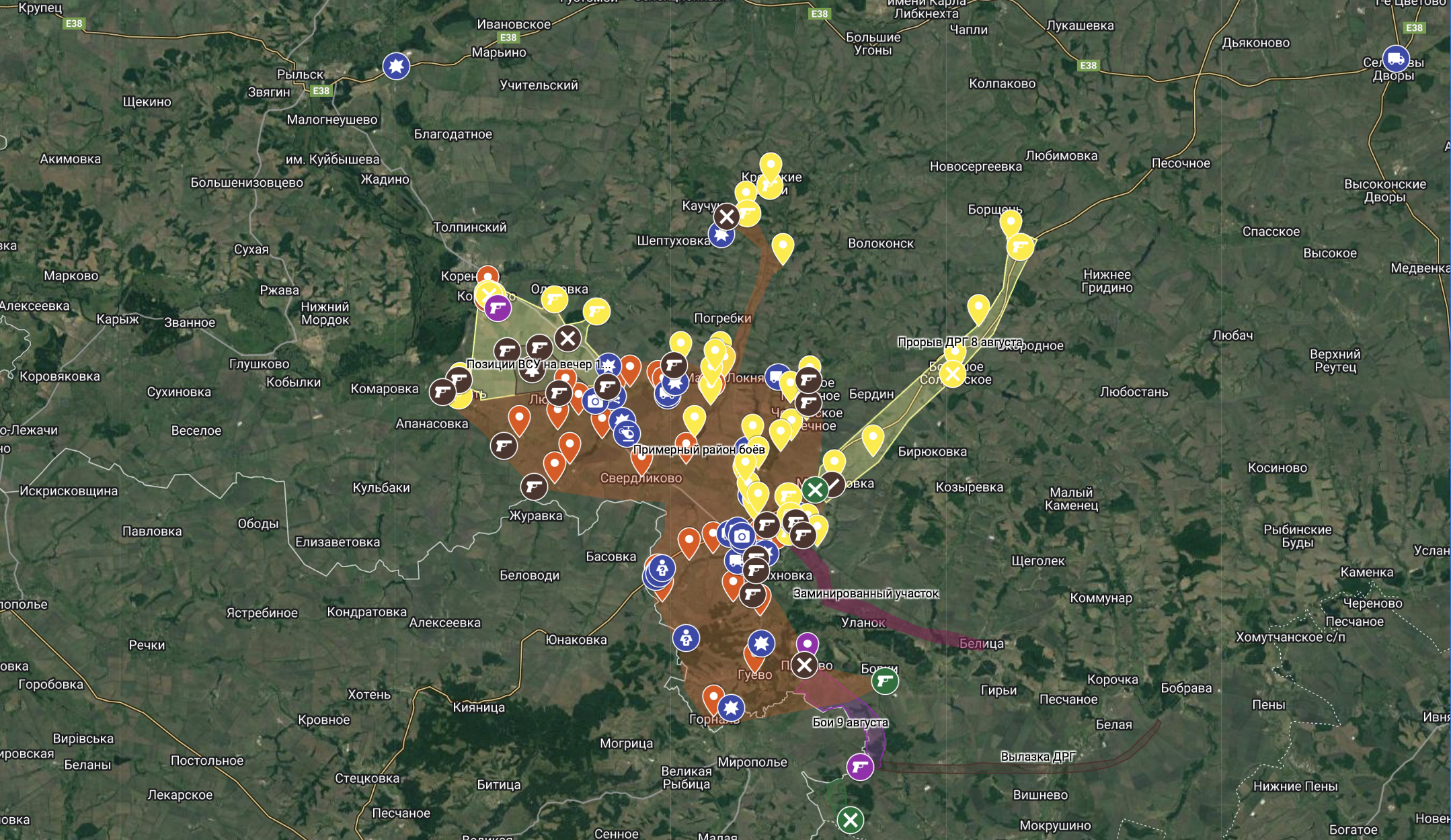 Fighting in Russia's Kursk region on August 12 - Maps of battles | RBC ...